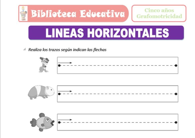 Trazos horizontales para Nivel inicial de cinco años – Biblioteca Educativa