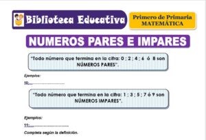 Números pares e impares para Primero de Primaria – Biblioteca Educativa