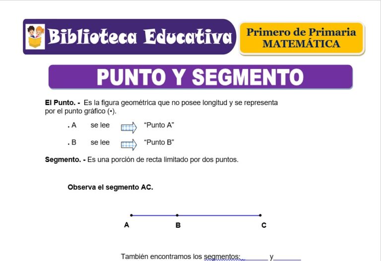 Punto y segmento para Primero de Primaria – Biblioteca Educativa