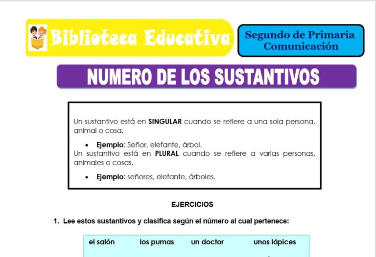 Número de los sustantivos para Segundo de Primaria – Biblioteca Educativa