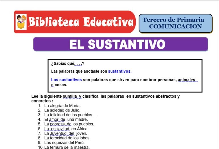 Conocemos el sustantivo para Tercero de Primaria – Biblioteca Educativa