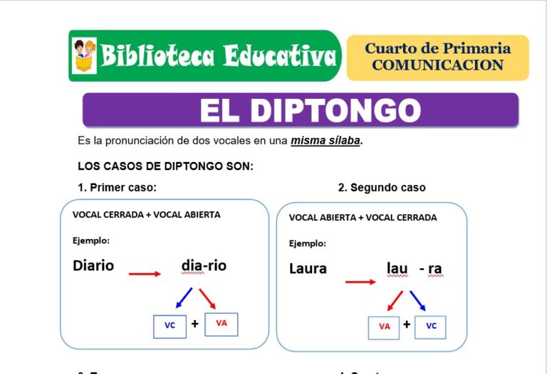 Escribo diptongos para Cuarto de Primaria – Biblioteca Educativa