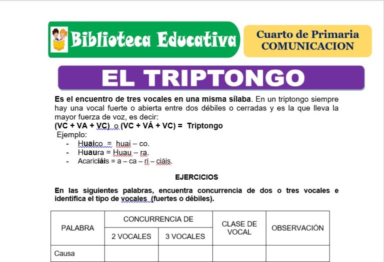 Escribo triptongos para Cuarto de Primaria – Biblioteca Educativa