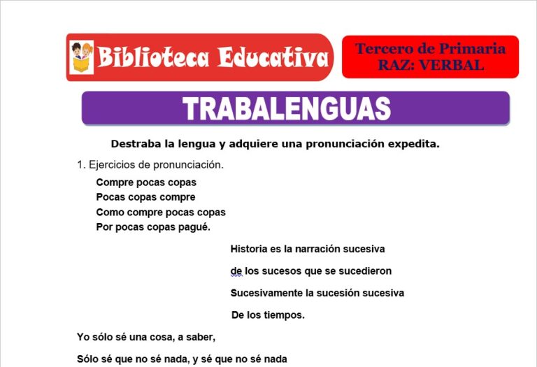 Trabalenguas para Tercero de Primaria – Biblioteca Educativa